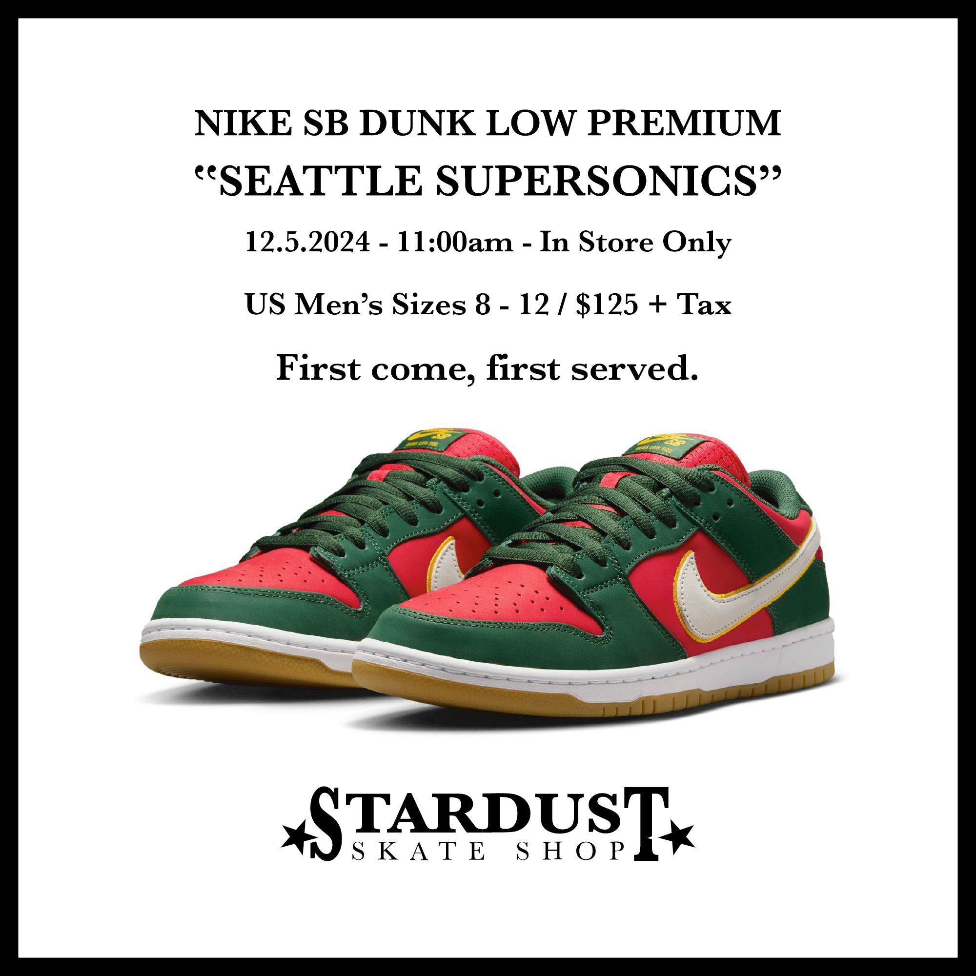 NIKE SB "SEATTLE SUPERSONICS" DUNK LOW PREMIUM – Stardust Skate Shop